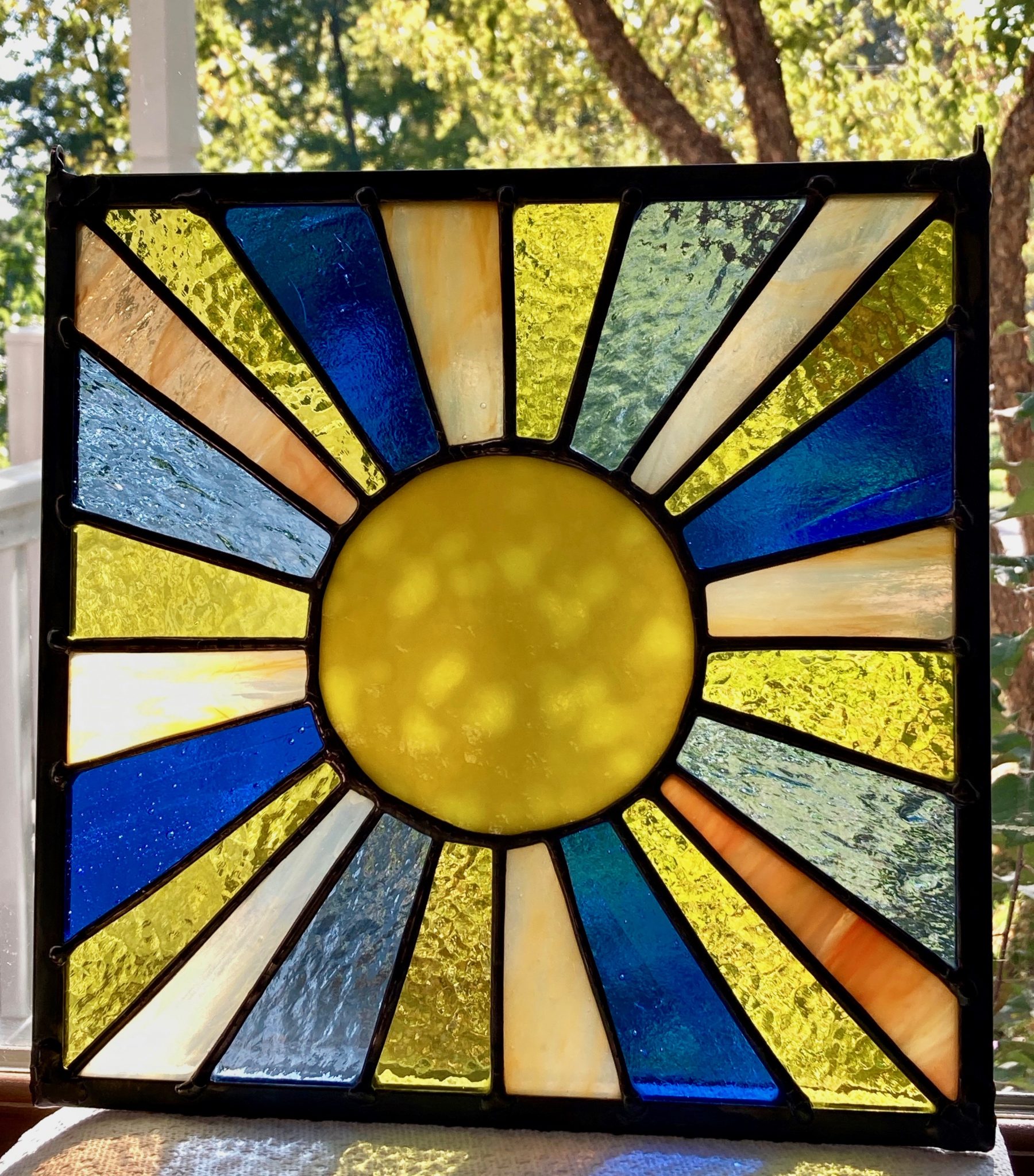 Sunbeams in Yellow and Blue - Sun Mountain Stained Glass